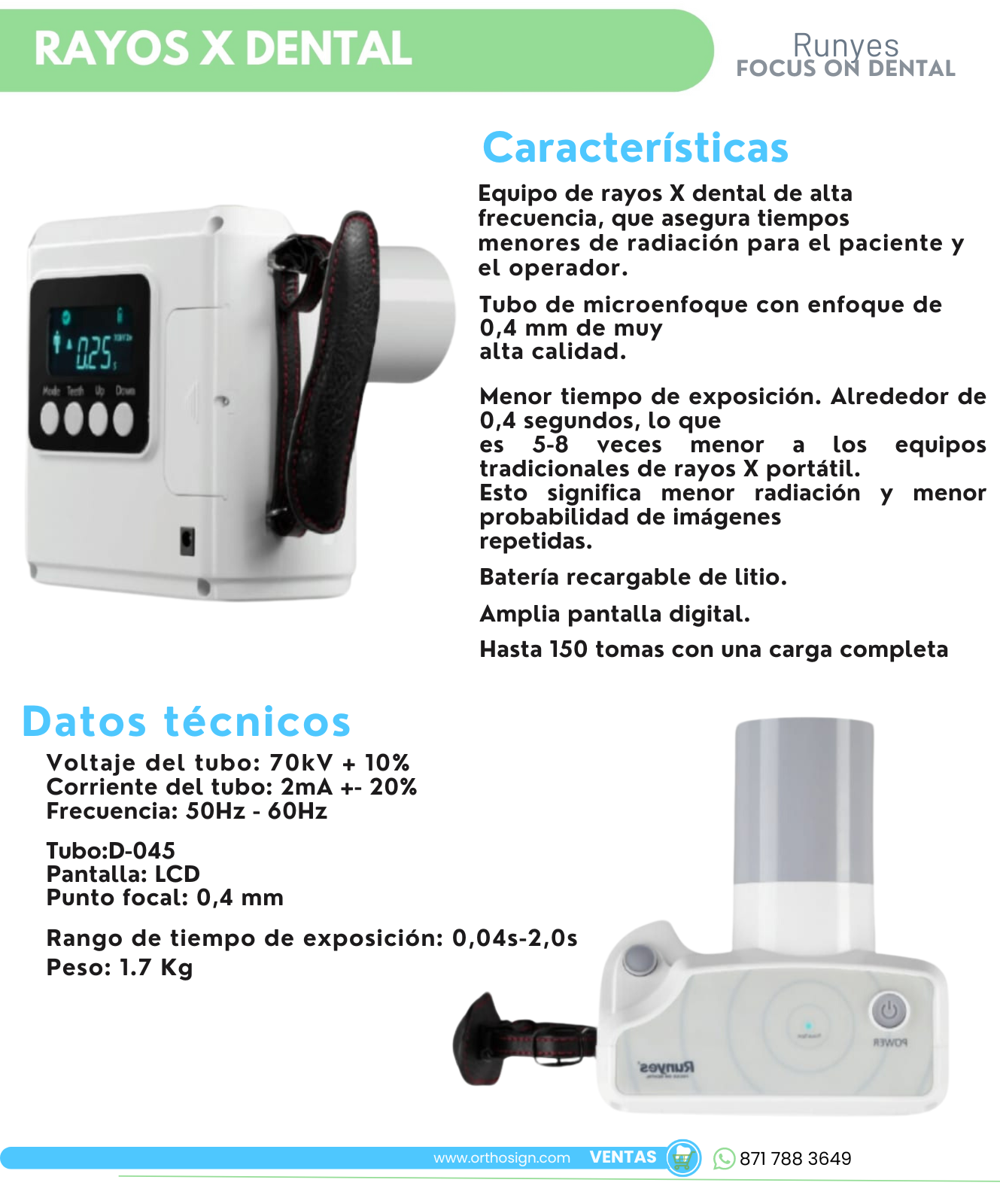 Rayos X Dental Portátil Ray98 Runyes